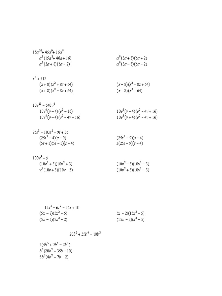 Factoring Practice After Sum and Difference of Cubes Quiz 2019 | PDF ...