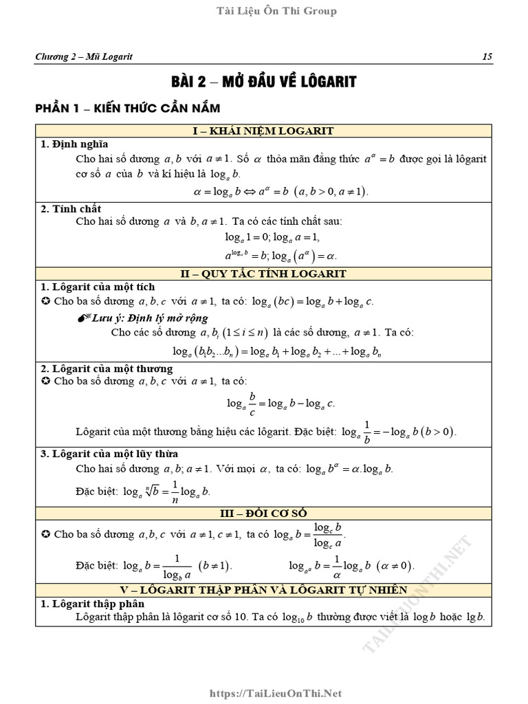 B2 - Mở đầu về logarit | PDF