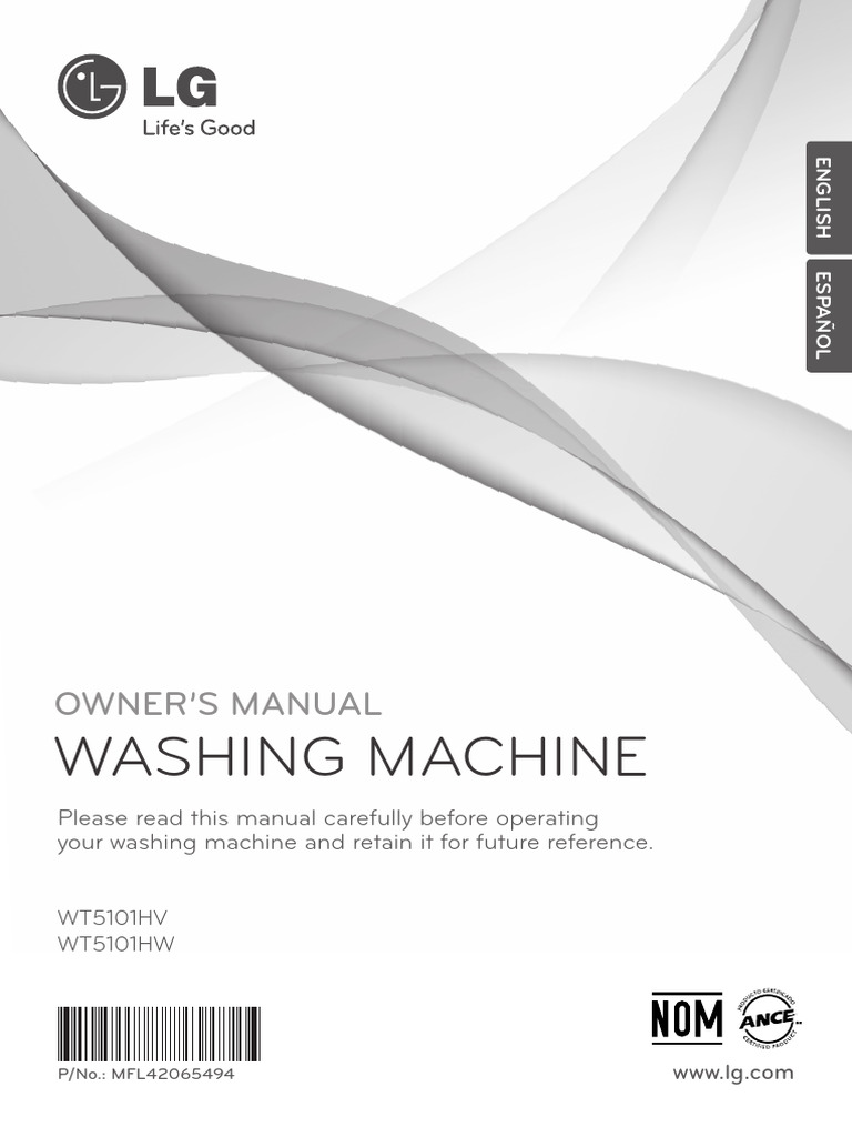 Manual Lavadora LG Inverter wt5101hv | PDF | Washing Machine | Ac Power ...