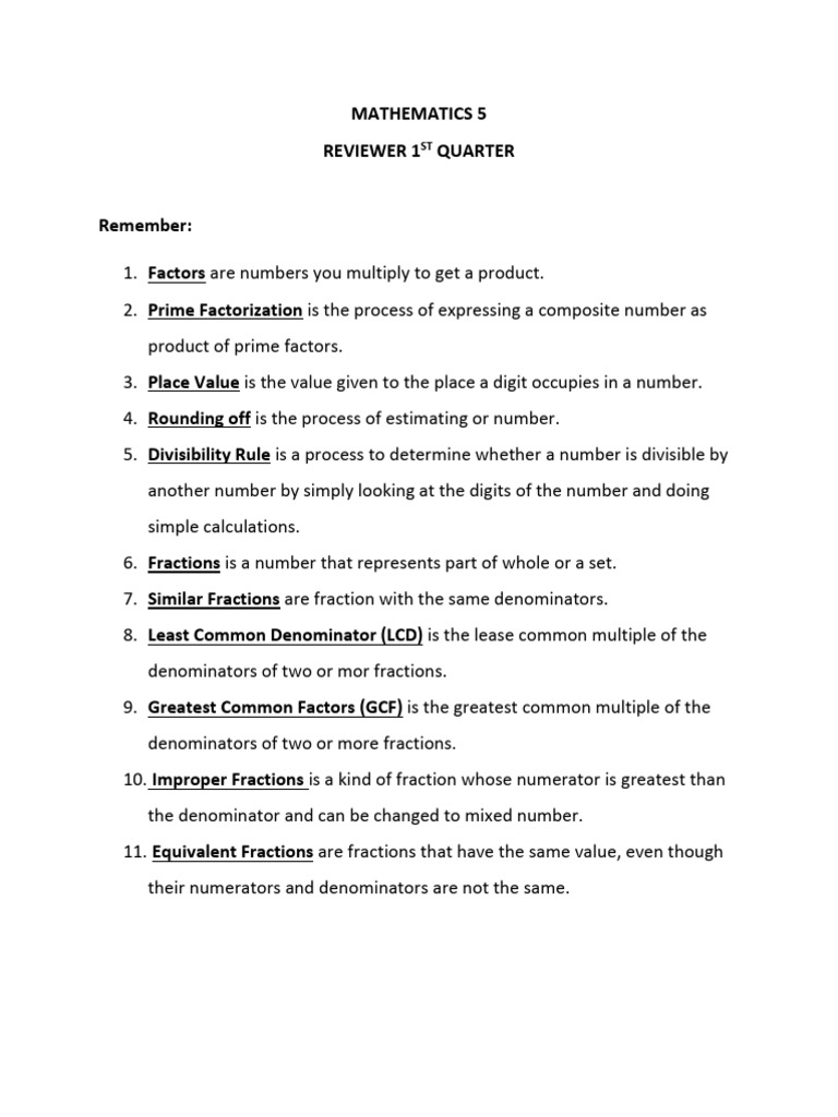 MATHEMATICS 5 - 1st QTR | PDF | Numbers | Number Theory