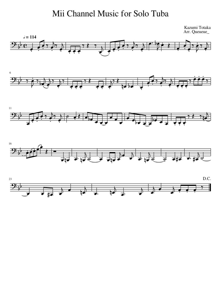 Mii Channel Music For Solo Tuba | PDF