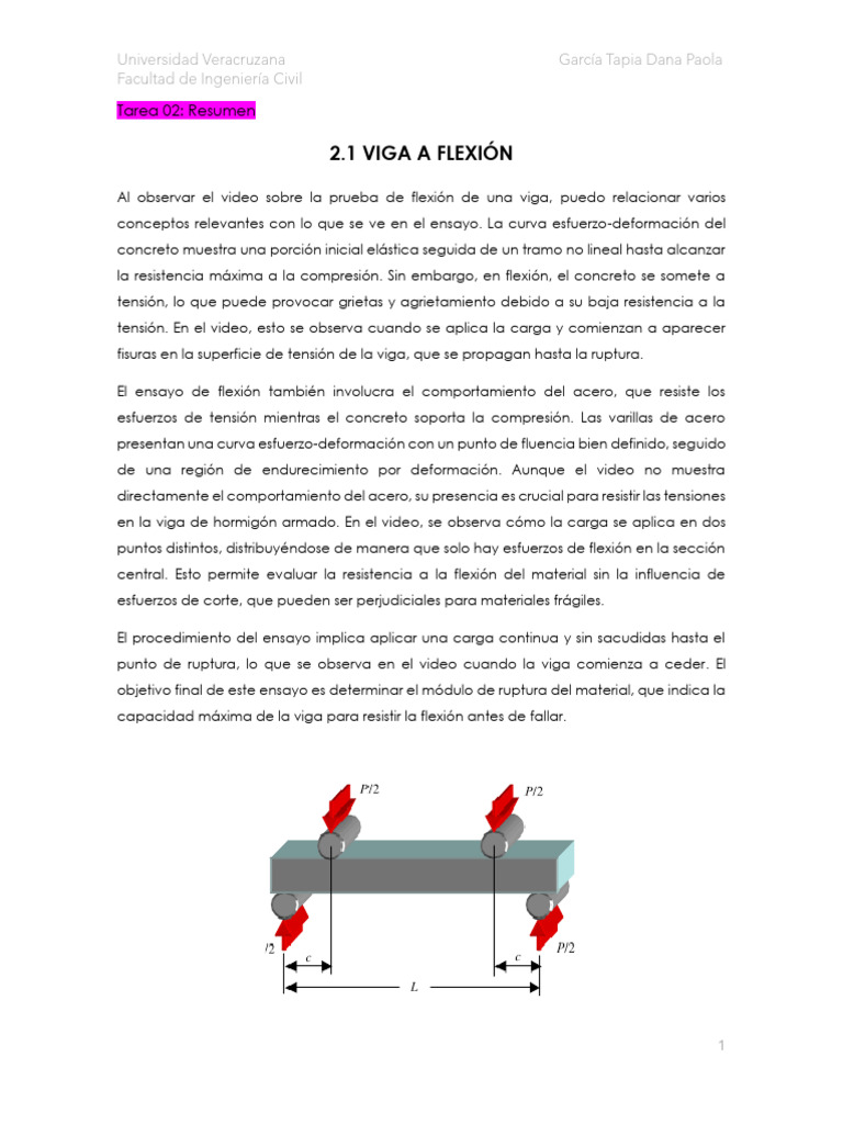 Tarea 02 2.1 VIGA A FLEXIÓN | PDF