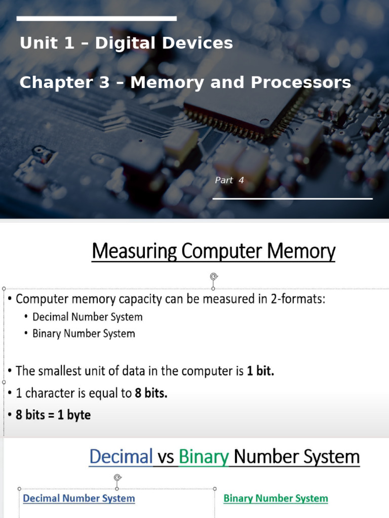Unit 1 - Chapter 3 - Memory and Processors - Part 5 - Measuring Computer Memory | PDF