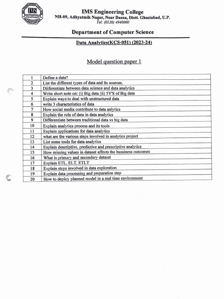 Data Analytics Question Bank | PDF | Analytics | Cluster Analysis