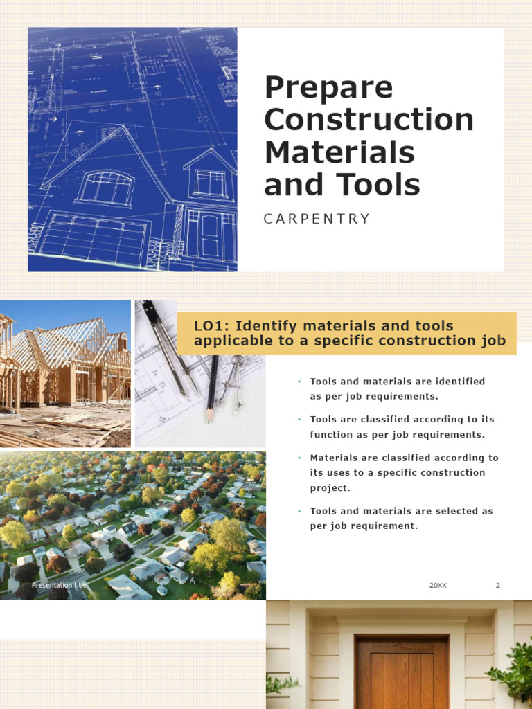 1. Prepare Construction Materials and Tools | PDF | Cutting Tools | Equipment