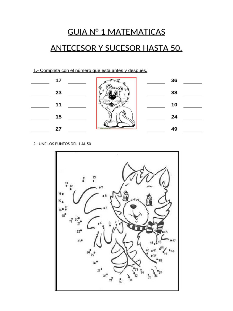 Antecesor y Sucesor hasta 50 | PDF