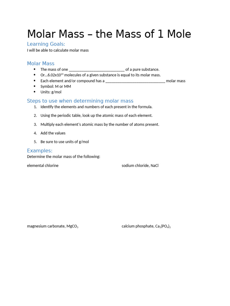 Lesson 2 Molar Mass | PDF