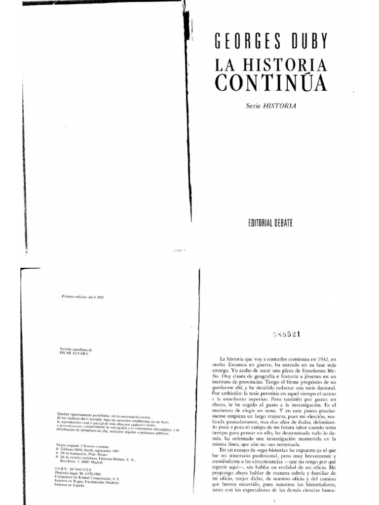Georges, Duby La Historia Continua | PDF