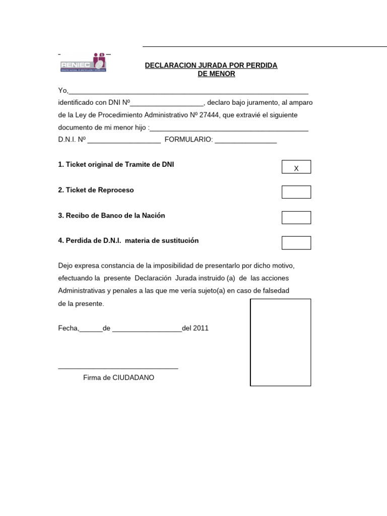 Declaracion Jurada Por Perdida | PDF