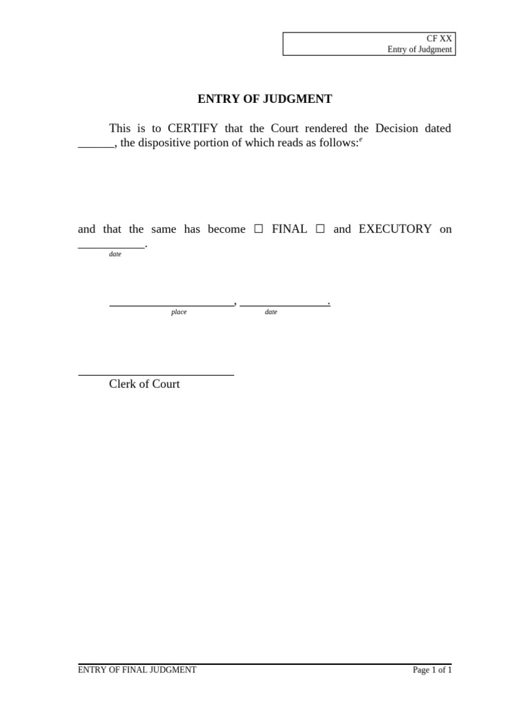 Entry of Final Judgment | PDF