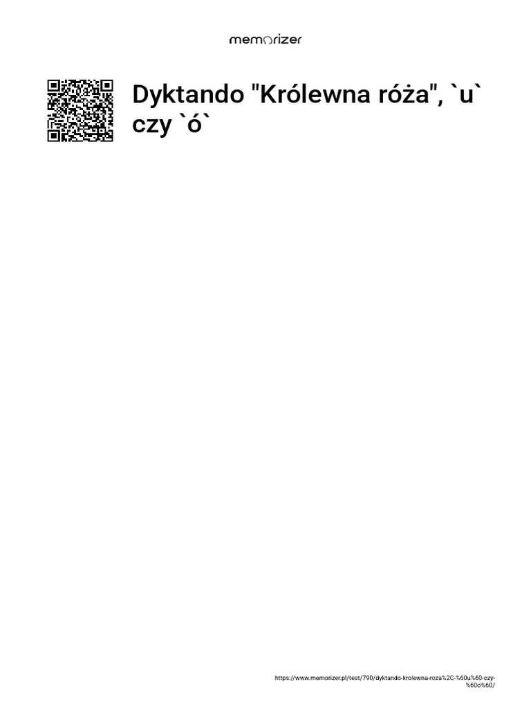 Dyktando - Królewna Róża - , 'U' Czy 'Ó' - WYPEŁNIONY | PDF