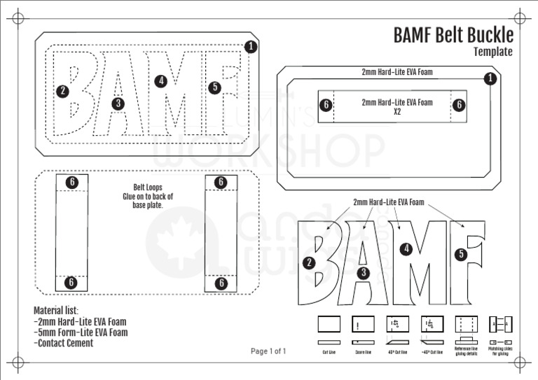 BAMF Belt Buckle Foamsmith Template - Lumin's Workshop | PDF ...