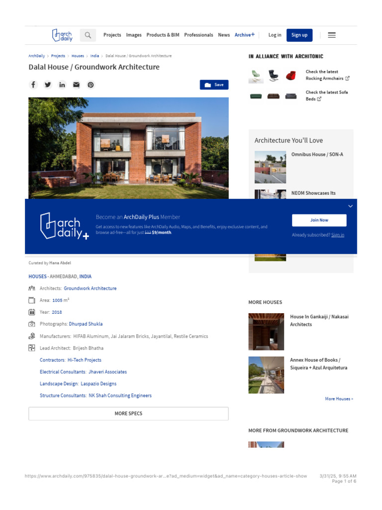 Dalal House - Groundwork Architecture | ArchDaily | PDF | Door ...