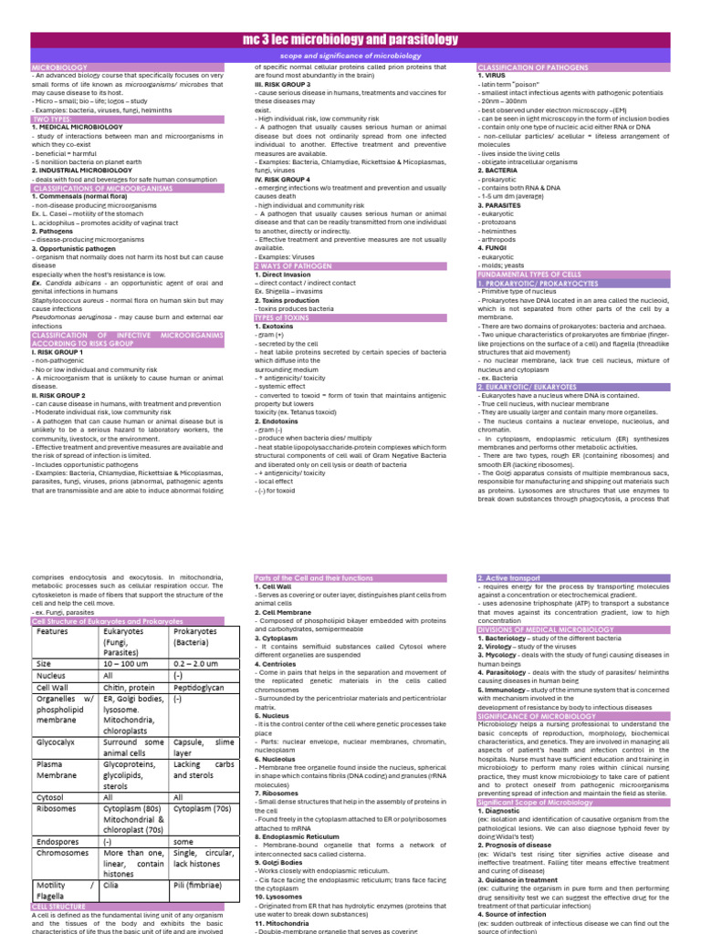 mc3 Lec | PDF | Bacteria | Endoplasmic Reticulum
