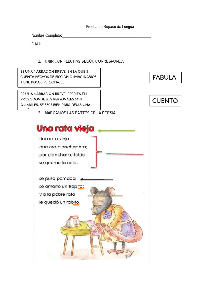 Prueba de Repaso de Lengua DE FELU | PDF