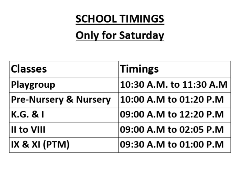 School Timings 1 | PDF
