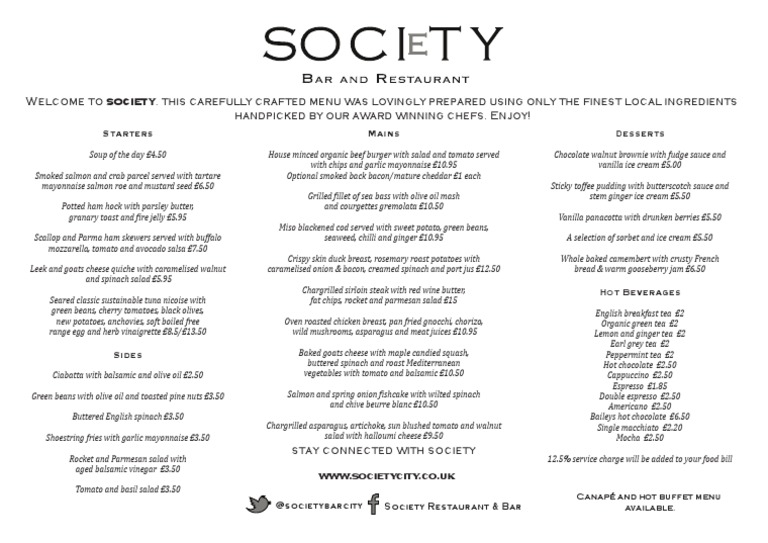 Society Main Menu March 2012 | PDF | Salad | Western Cuisine