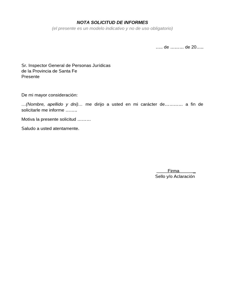 MODELO - Nota de Solicitud de Informes | PDF
