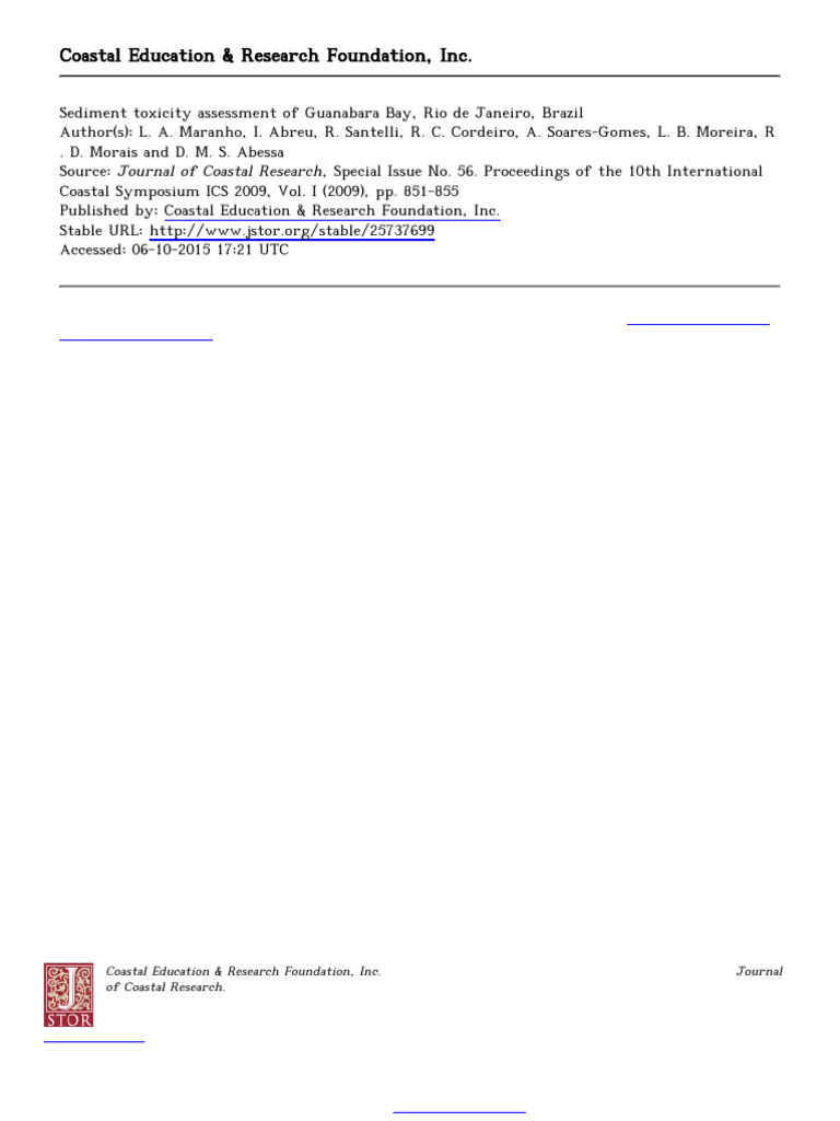 2015 - SEdiment Toxicity Assessment of Guanabara Bay | PDF | Ammonia ...