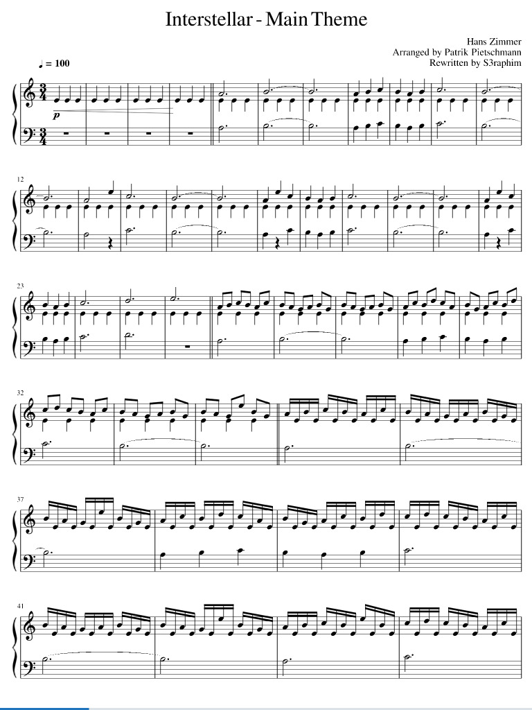 Interstellar Main Theme | PDF