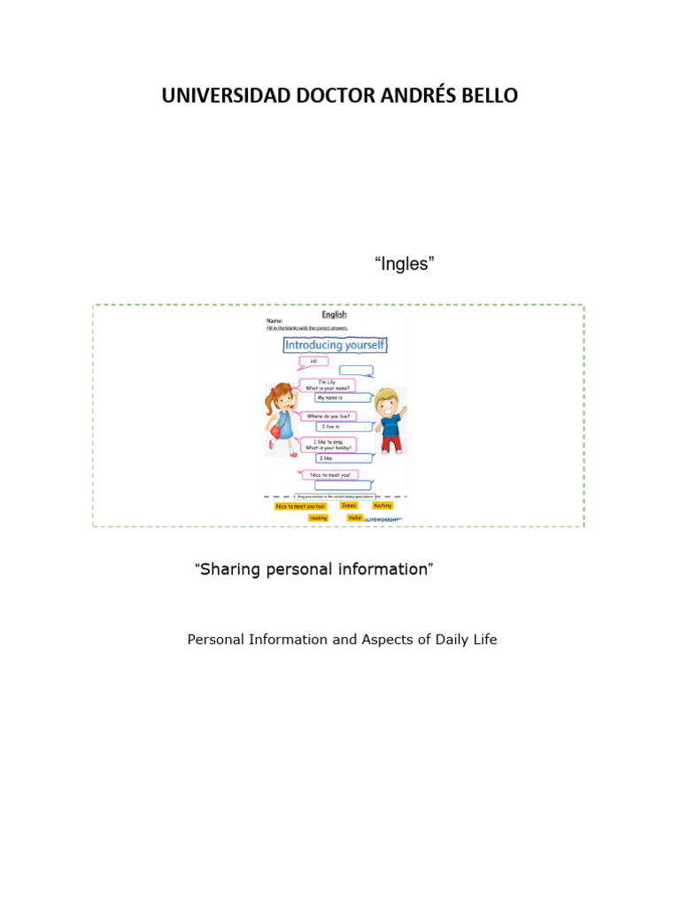 Sharing Personal Information in English | PDF | Human Communication ...