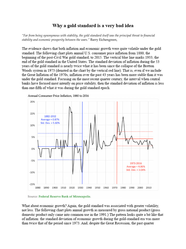 Why A Gold Standard Is A Very Bad Idea | PDF | Gold Standard | Deflation