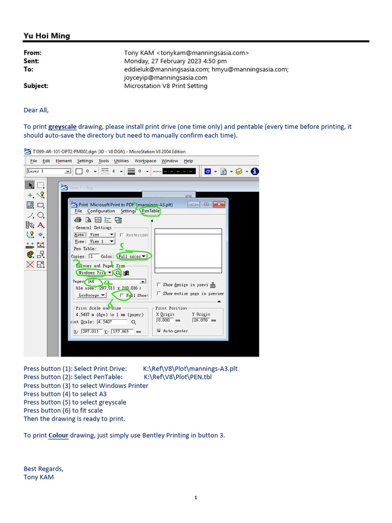 Microstation V8 Print Settings Guide | PDF