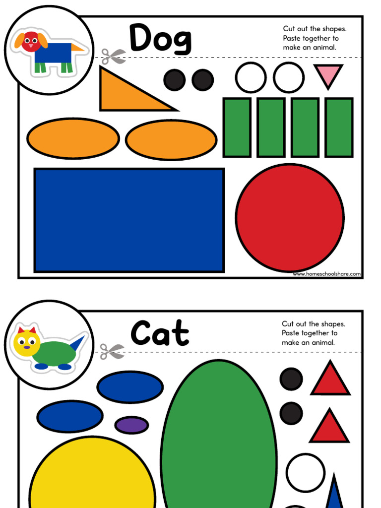 Cut Out The Shapes. Paste Together To Make An Animal | PDF | Zoology ...