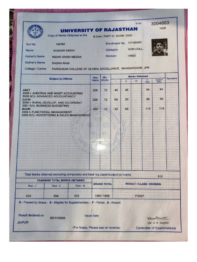 Marksheet | PDF