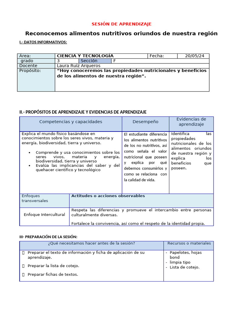 SESIÓN_CYT_-_Reconocemos_alimentos_nutritivos_oriundos_de_nuestra_región | PDF | Antioxidante ...