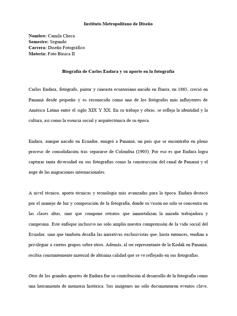 Aportes de Carlos Endara a la Fotografía | PDF | Ecuador | America latina