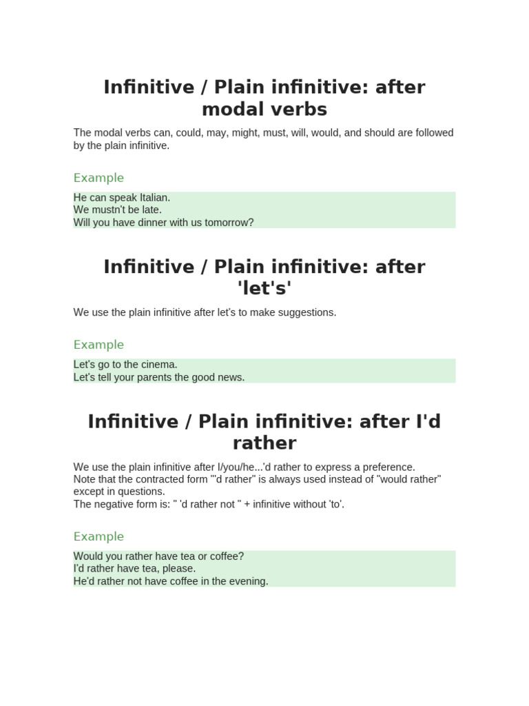 Infinitive and - Ing Forms #1 - To Infinitive | PDF | Adjective ...
