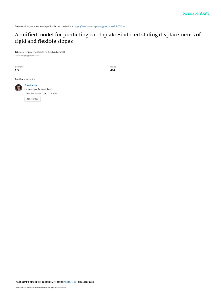 A Unified Model For Predicting Earthquake-Induced Sliding Displacements of Rigid and Exible ...