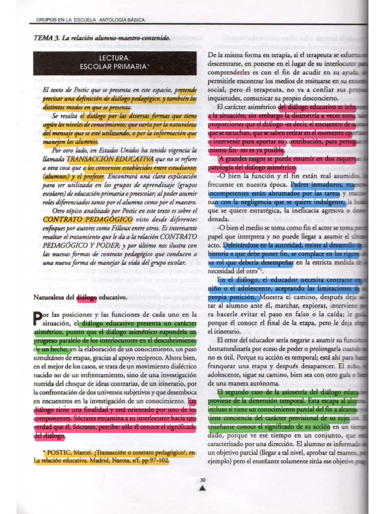 Postic (2000) - Transaccio Ün o Contrato Pedago Ügico | PDF