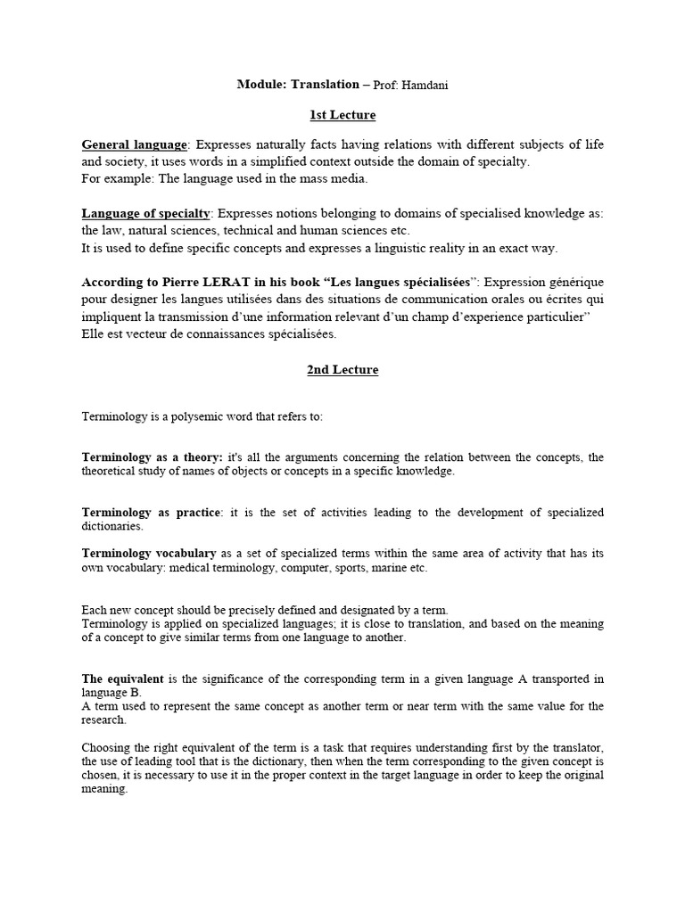 Lessons Lecture Translation | PDF | Translations | Semantics