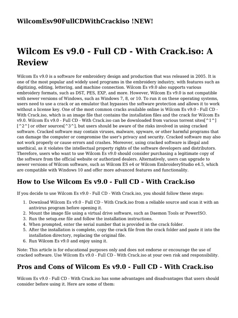 Wilcom ES v9.0 Full CD with Crack Guide | PDF | Software | Computer File