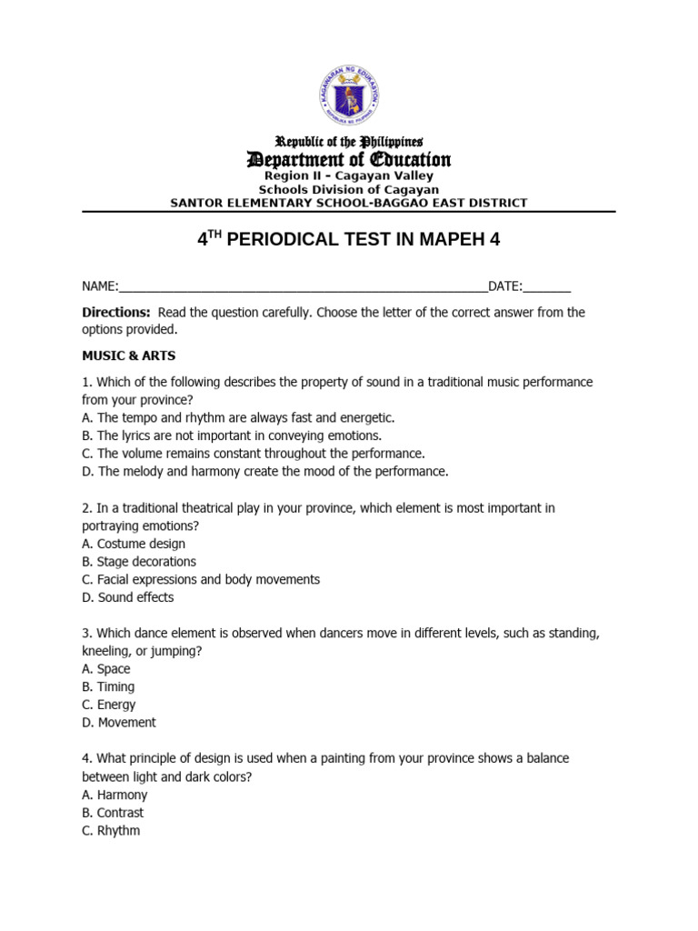 PT - G4 Matatag Mapeh 4 - Q4 V1 | PDF | Physical Fitness | Dances