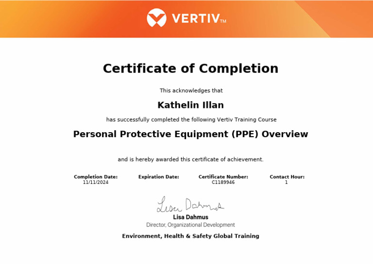 39195_5_33863_1731377526_EHS Safety Courses Certificate | PDF
