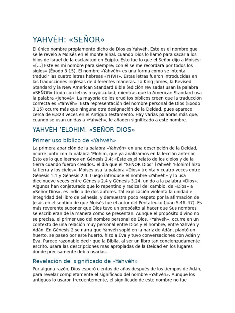 YAHVÉH | PDF | Tetragrammaton | Moisés