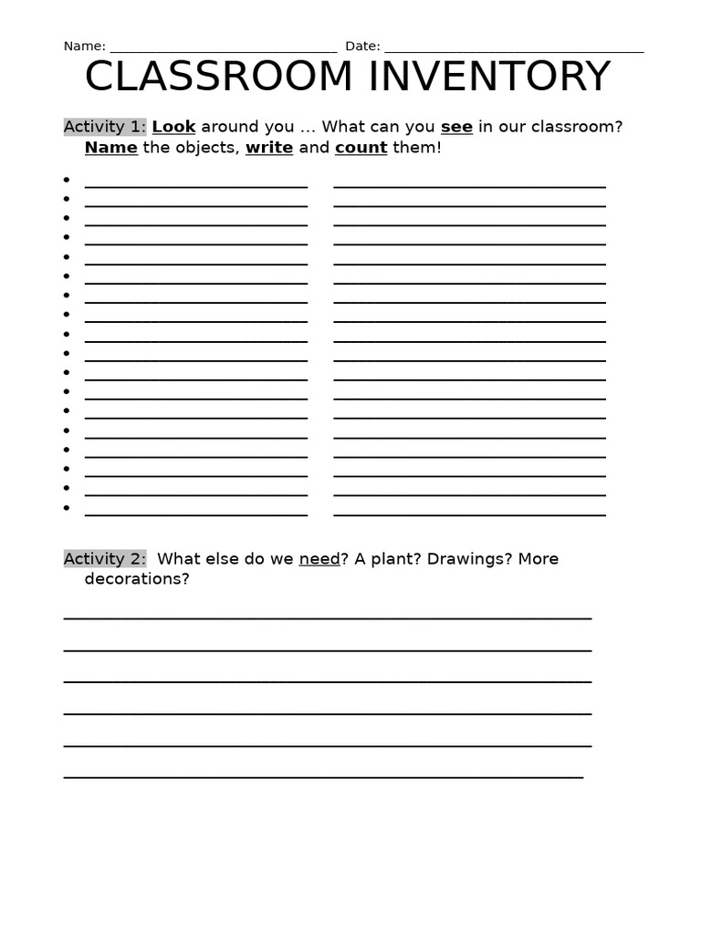 CLASSROOM INVENTORY (23 Copias) | PDF