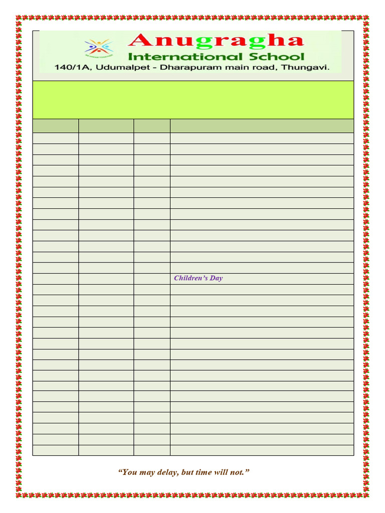 Grade IX Academic Calendar November 2024 | PDF