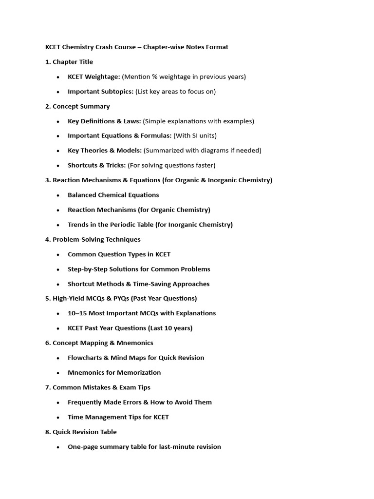 KCET Chemistry Crash Course Notes | PDF