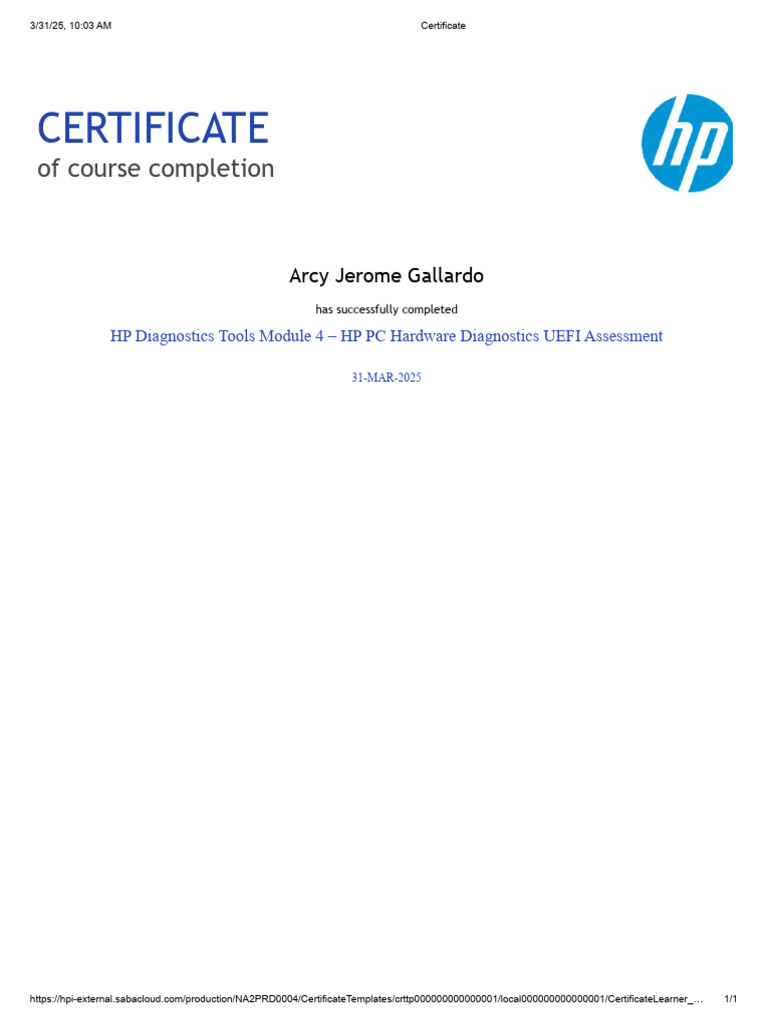 HP Diagnostics Tools Module 4 - HP PC Hardware Diagnostics UEFI Assessment | PDF
