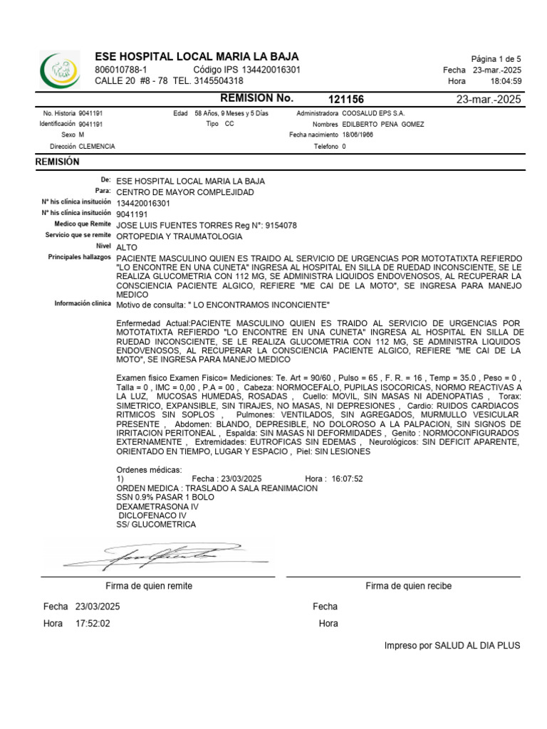 Edilberto Peña Gomez | PDF | Hospital | Traumatologia