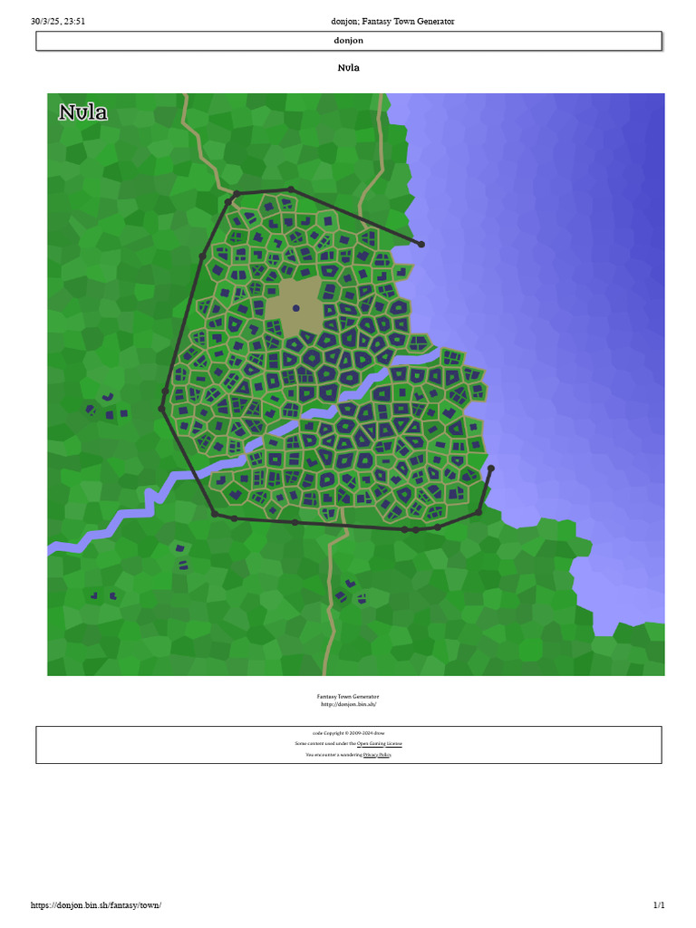 Fantasy Town Generator by Donjon | PDF