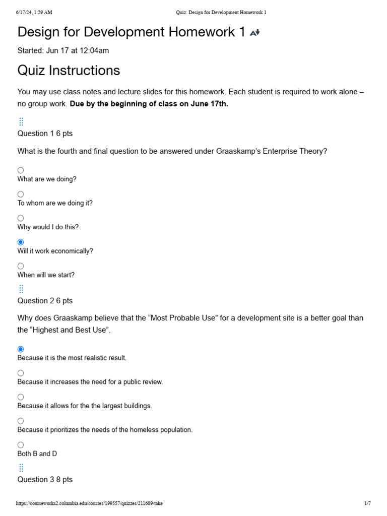 Design for Development Homework Quiz | PDF | Zoning | Interest