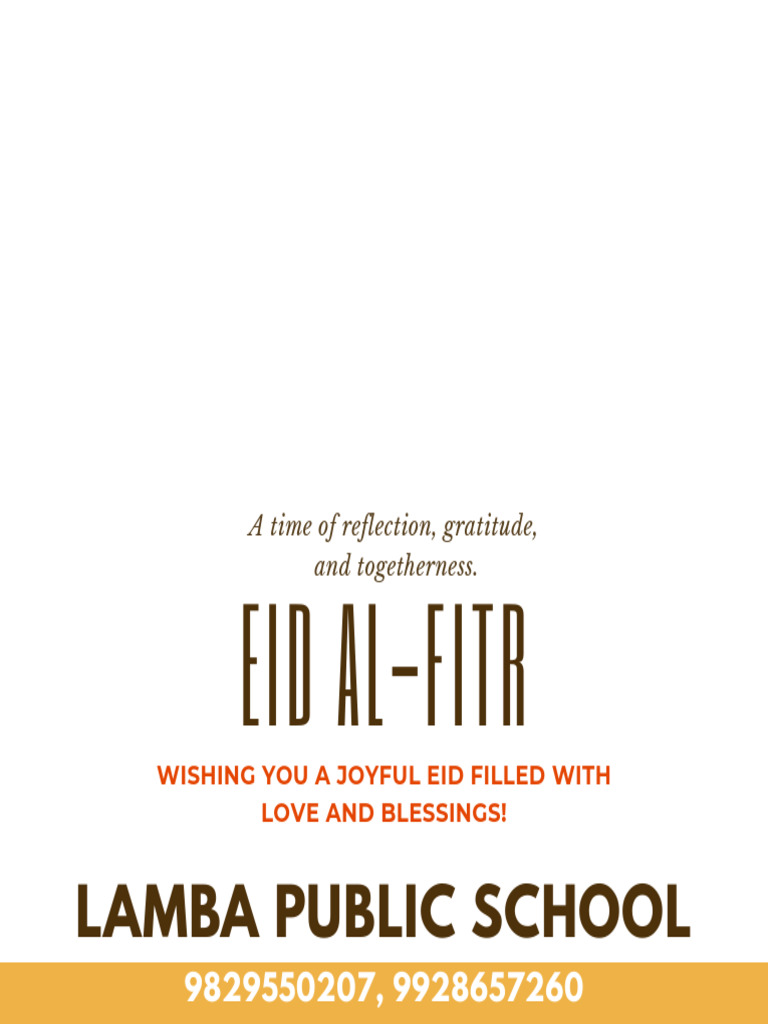 Eid al-Fitr Greetings from Lamba School | PDF