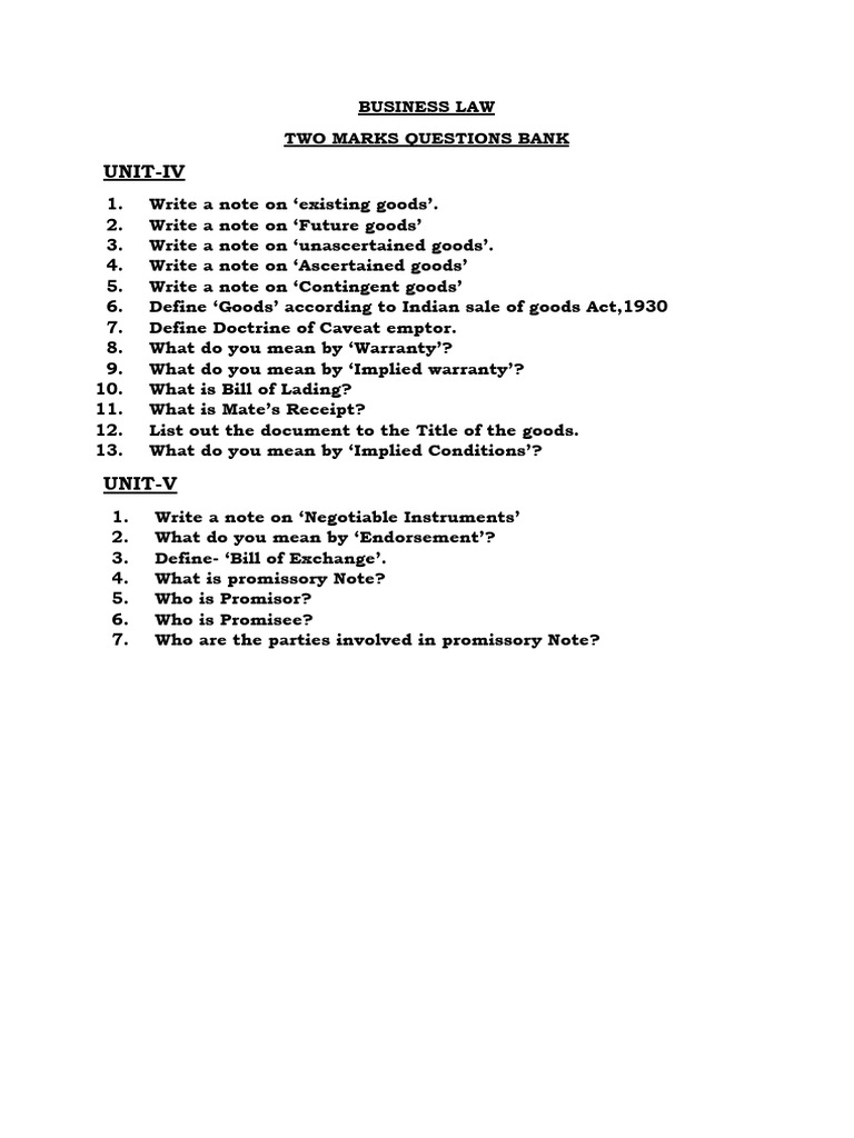 Business Law Unit IV and Unit V | PDF