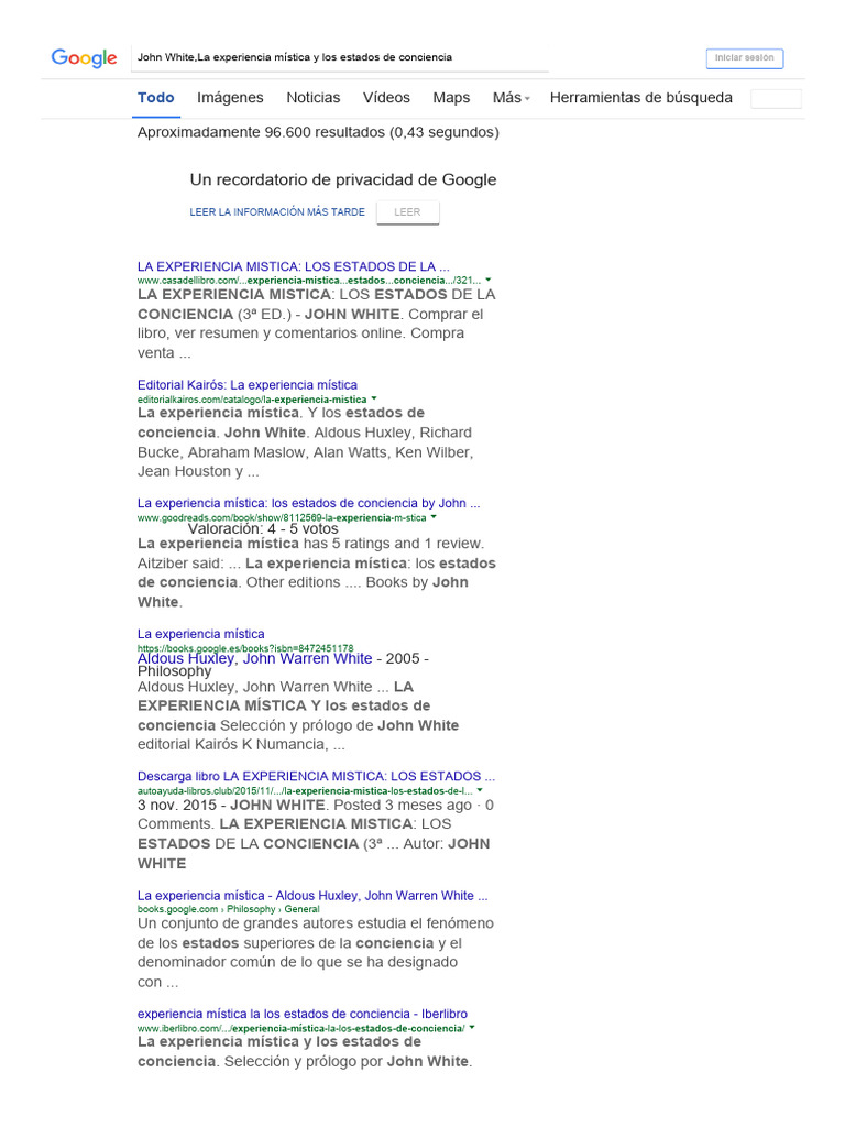 White, John, La Experiencia Mistica y Los Estados de Conciencia | PDF