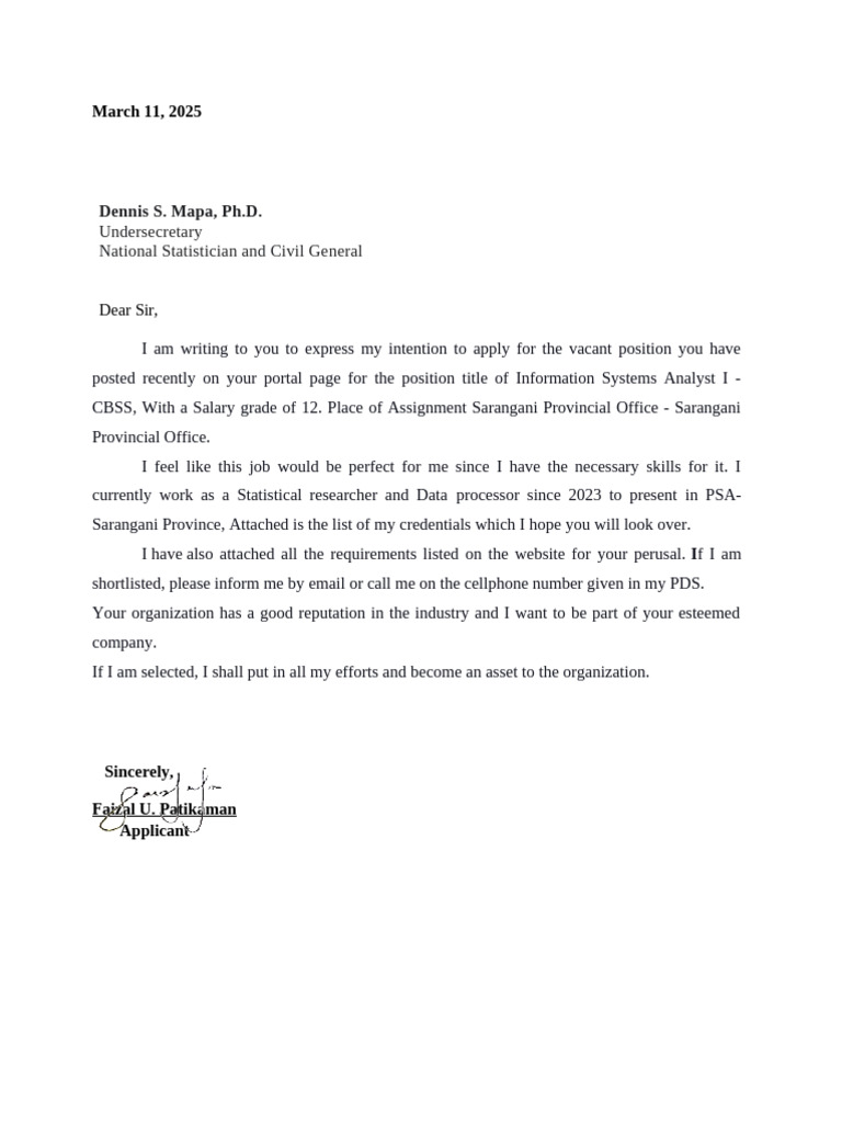 Application-Letter-Dole | PDF